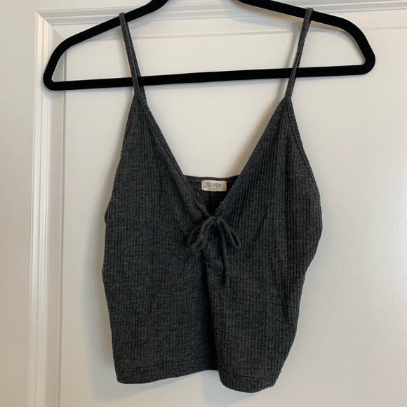 Tops | Dark Gray Ribbed Tank Top | Poshmark